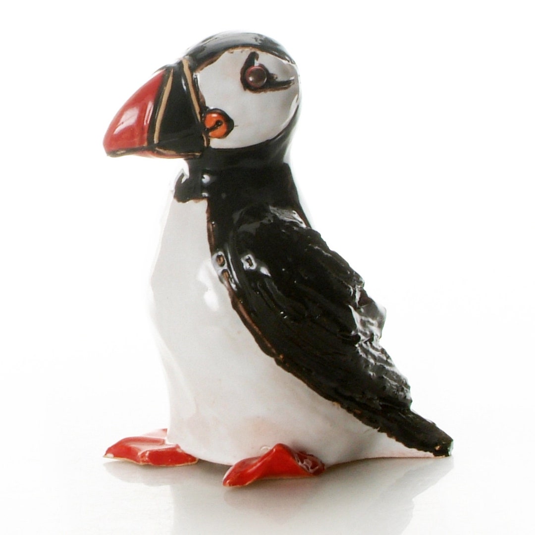 Hand Sculptured Ceramic Puffin Figurine: Glazed Ornament - Etsy