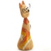 Ceramic Tall Stripped Tabby Ginger Cat With Wire Whiskers and Tail Cool ...