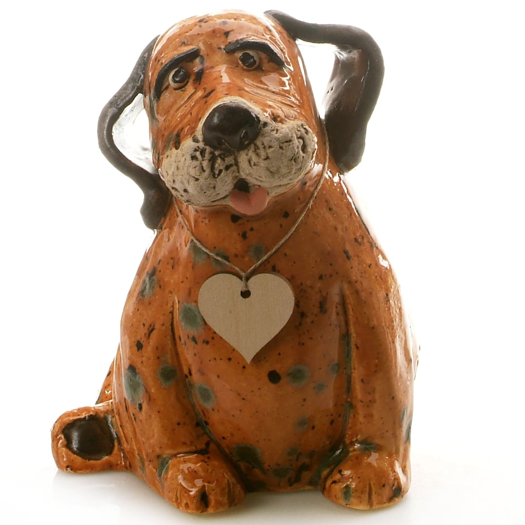 Handmade Ceramic Labrador Puppy Figurine With Wooden Heart - Etsy