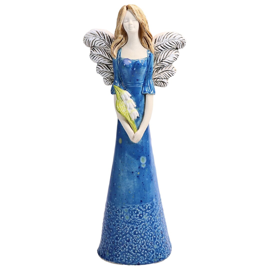 Blue Angel Statue Angel With Lily Perfect for Brides Table Standing ...