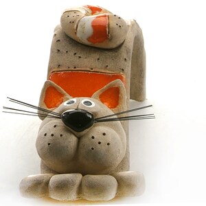 Ceramic Bent Ginger Stripped Cat With Bristle Whiskers Cool Gift for ...