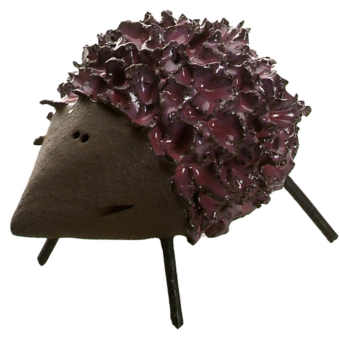Handmade Spiky Hedgehog Ceramic Figurine With Wire Legs - Purple - Etsy