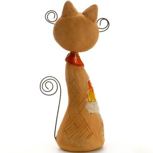 Ceramic Tall Stripped Tabby Ginger Cat With Wire Whiskers and Tail Cool ...