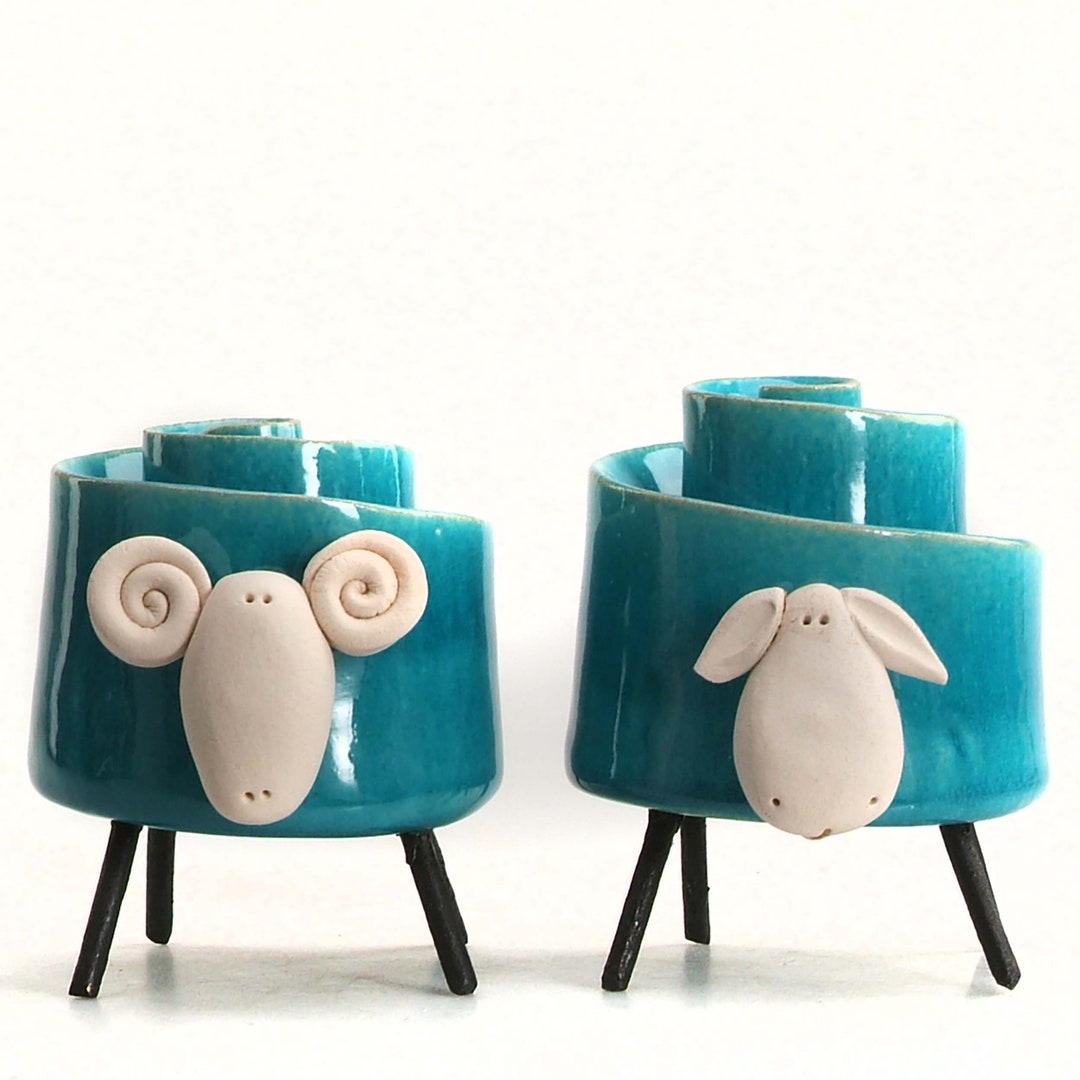 Mr & Mrs Twisted Sheep and Ram in Turquoise Blue Wedding Gift - Etsy