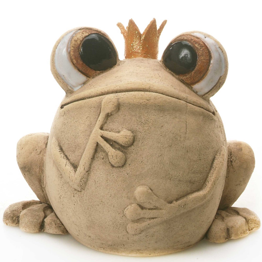 Googly Eyed Frog With Crown – Natural Ceramic Charm - Etsy