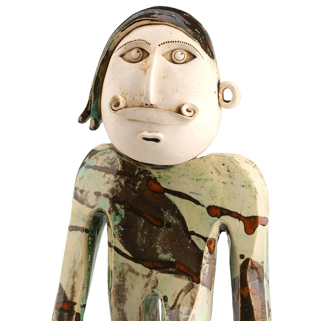 Handmade Contemporary Ceramic Moustache Man Sculpture - Etsy