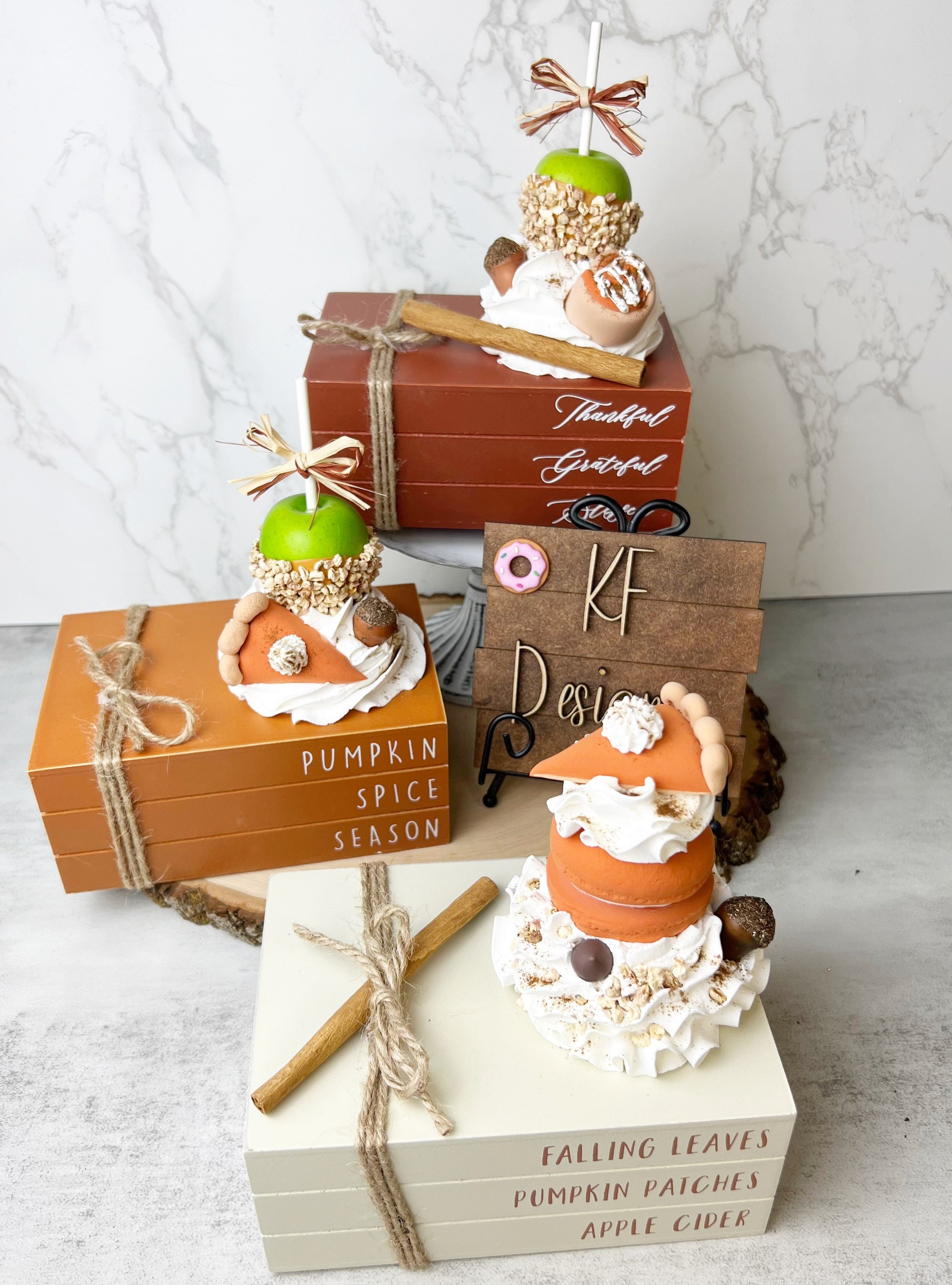 Pumpkin Spice Latte Mini Book Stack, Coffee Bar Decor, Fall Tiered Tray ...