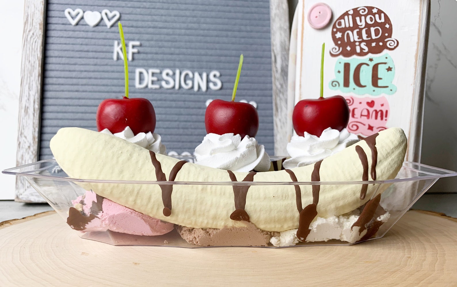 Fake Banana Split Fake Ice Cream Photo Props Fake Banana Etsy