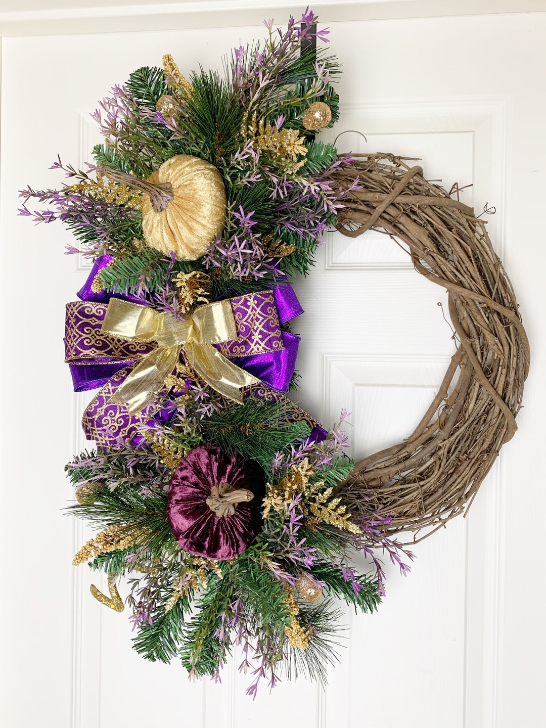 Fall Front Door, Purple Fall Wreath, Thanksgiving Wreath, Holiday ...