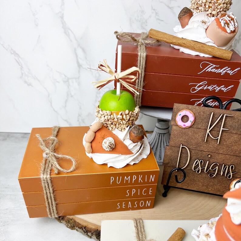 Pumpkin Spice Latte Mini Book Stack, Coffee Bar Decor, Fall Tiered Tray ...