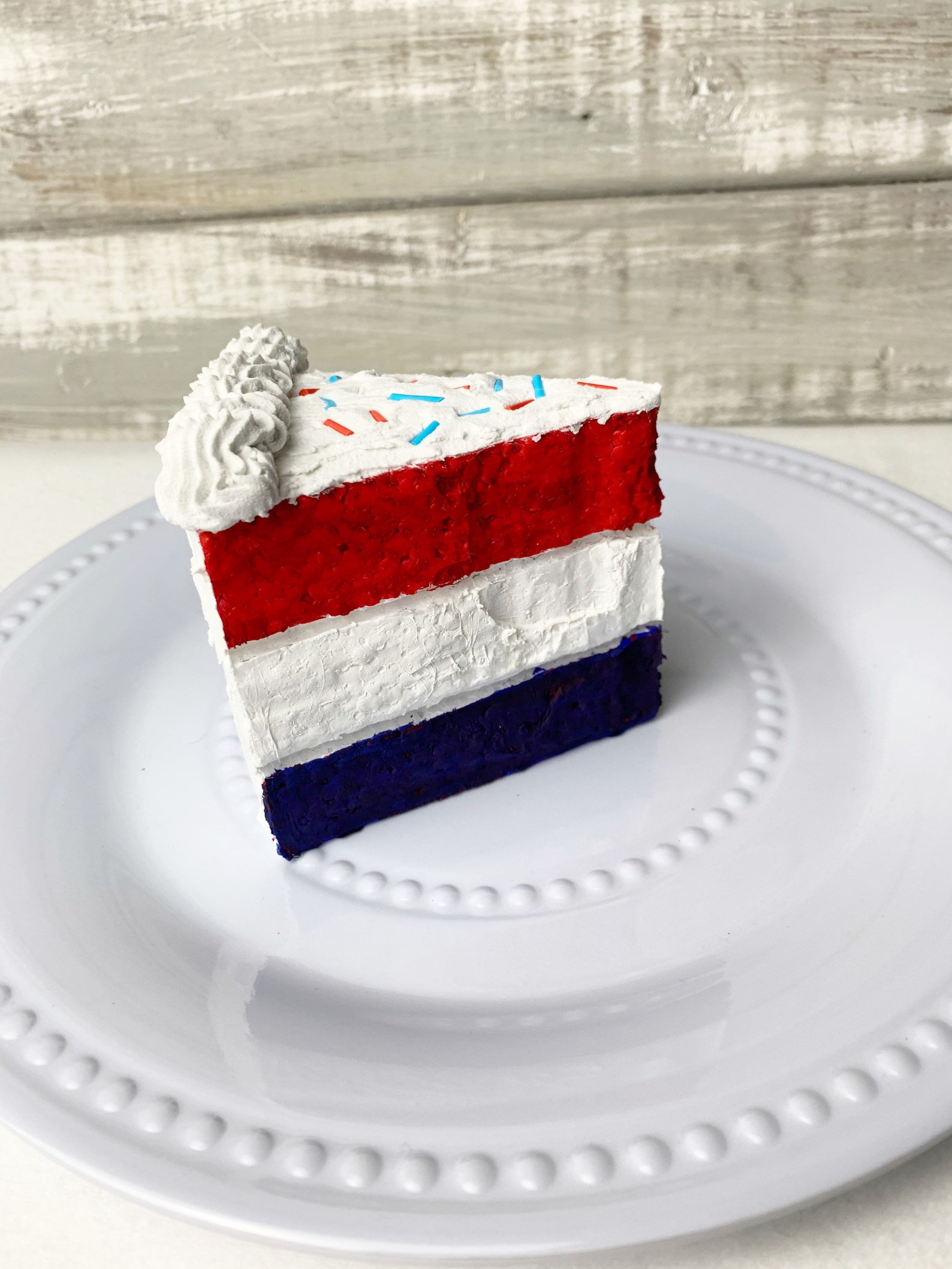 Patriotic Fake Cake Slice of Fake Cake 1 per Order | Etsy