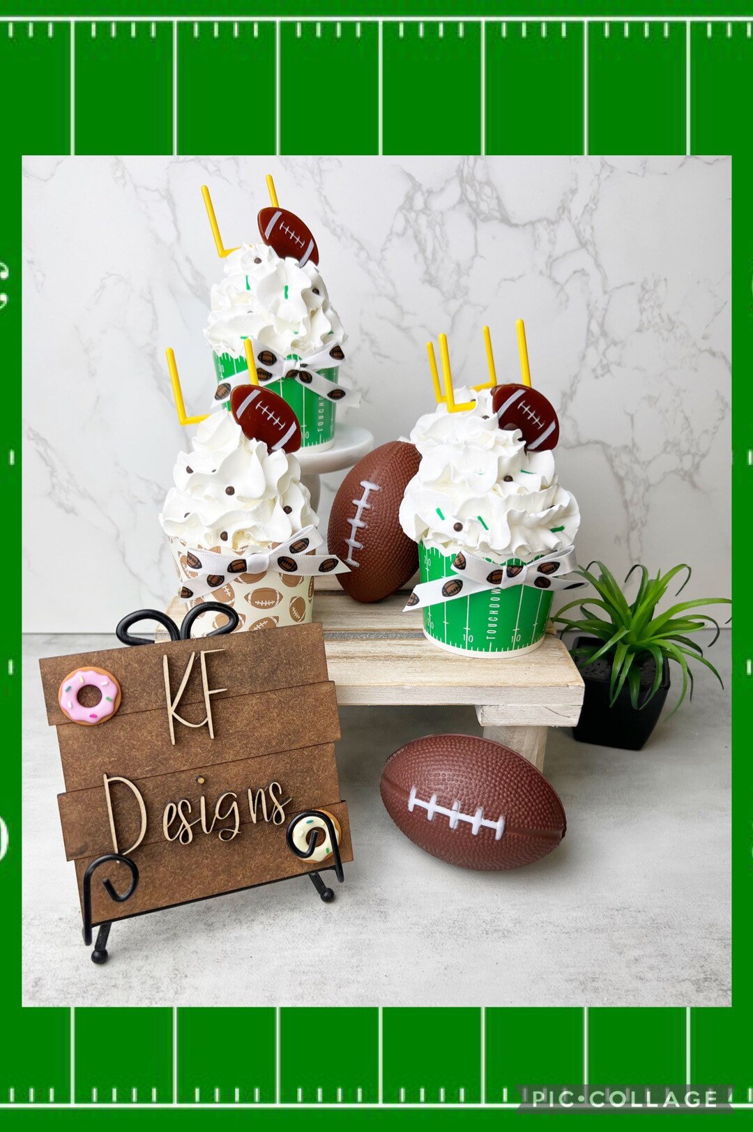 Football Fake Cupcakes, Football Decor, Faux Football Cupcakes, Fall ...
