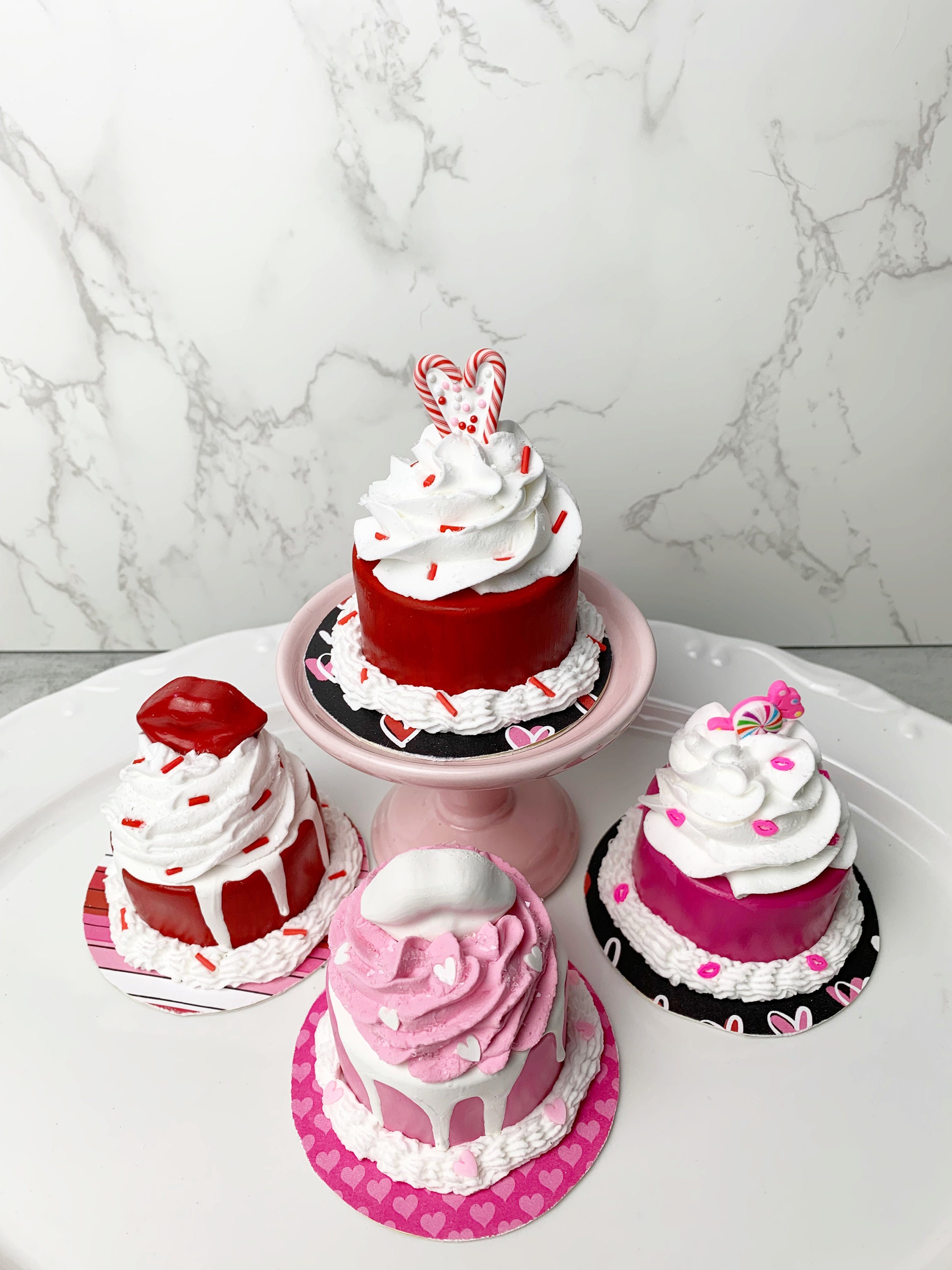Fake Mini Cakes Valentines Fake Cakes Tiered Tray Decor for - Etsy