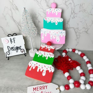 3 Tiered Cookie Fake Cake, Christmas Fake Cake, Christmas Tiered Tray ...