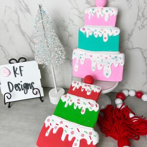 3 Tiered Cookie Fake Cake, Christmas Fake Cake, Christmas Tiered Tray ...