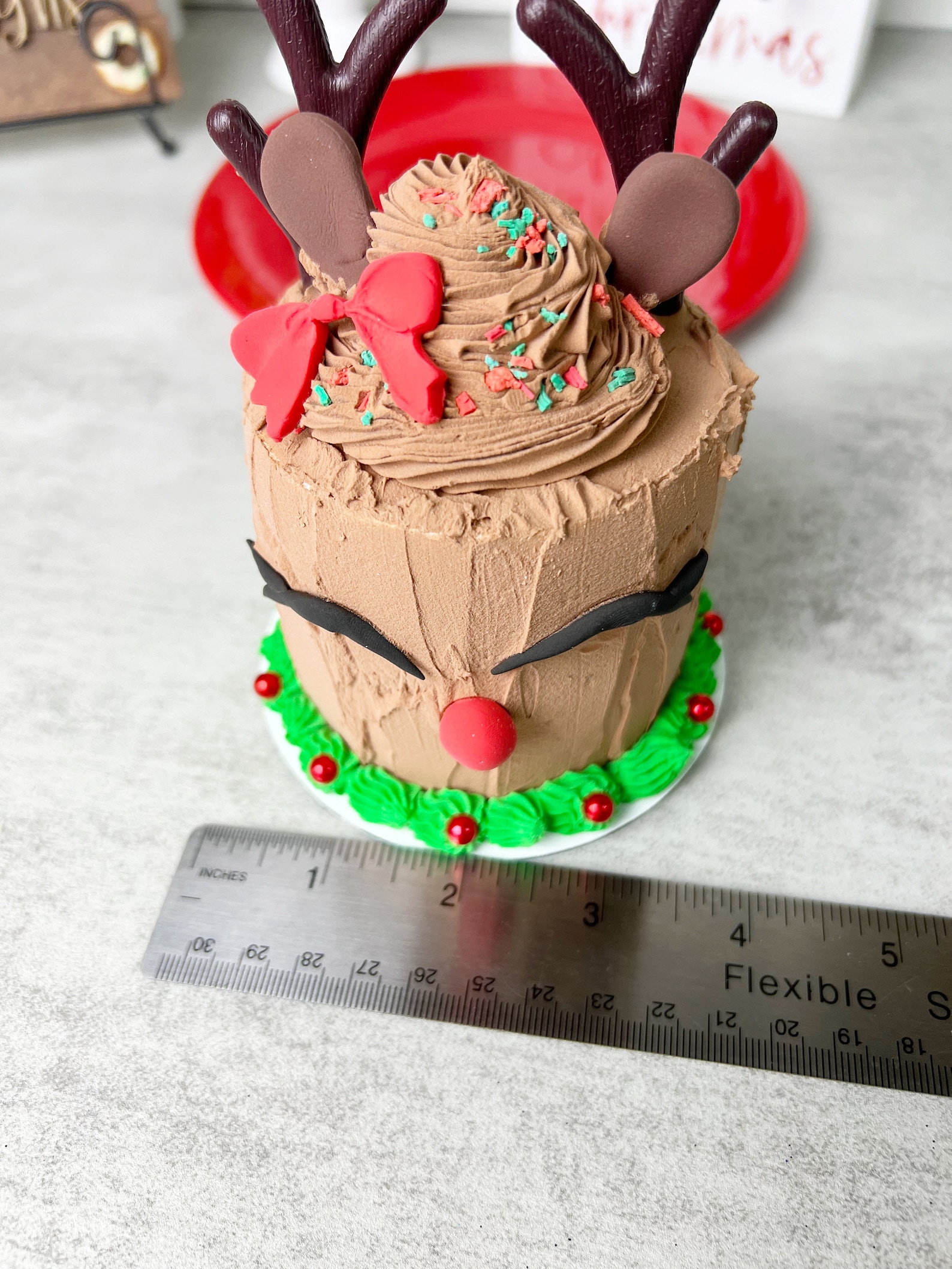 Mini Christmas Cake, Reindeer Fake Cake, Faux Cake - Etsy