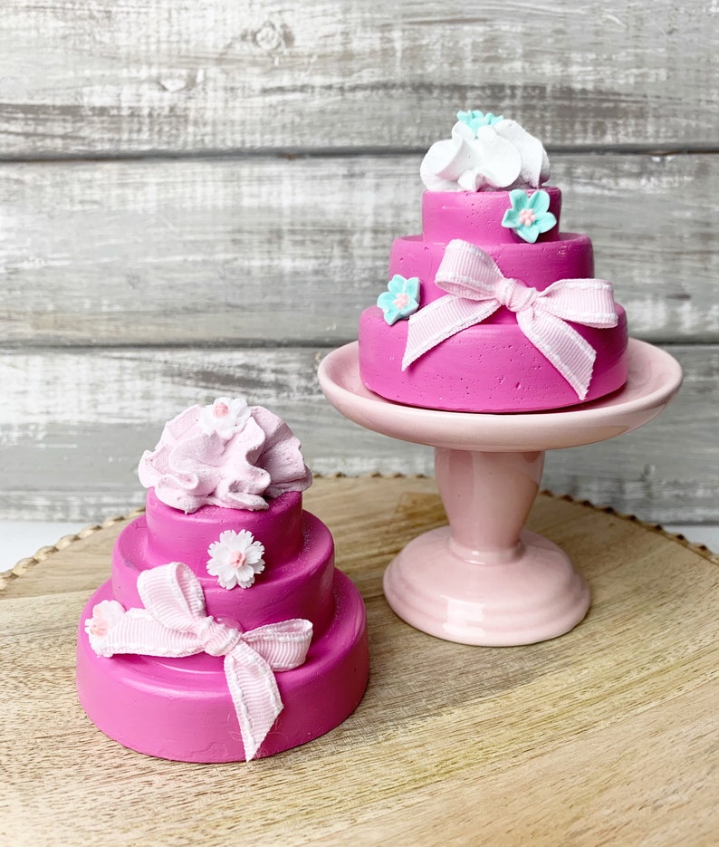 Fake Mini Cakes Pink Cake for Decor Fake Cake With Flowers | Etsy