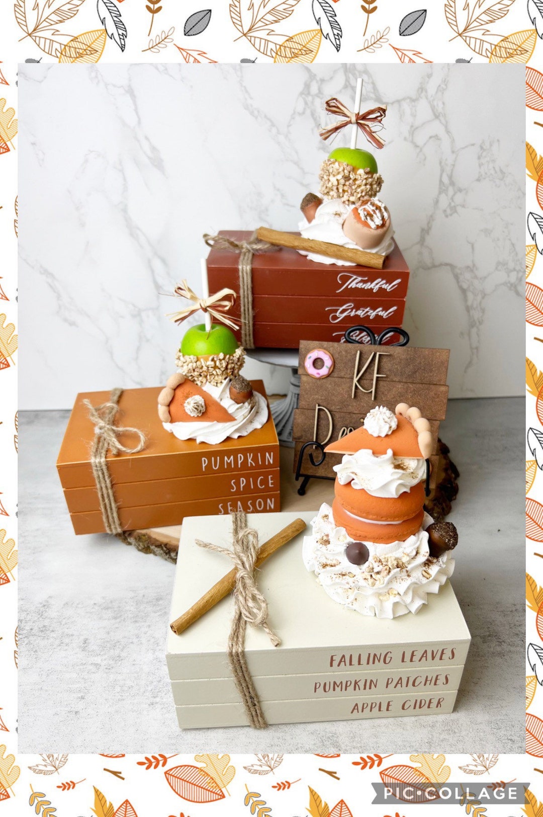 Pumpkin Spice Latte Mini Book Stack, Coffee Bar Decor, Fall Tiered Tray ...