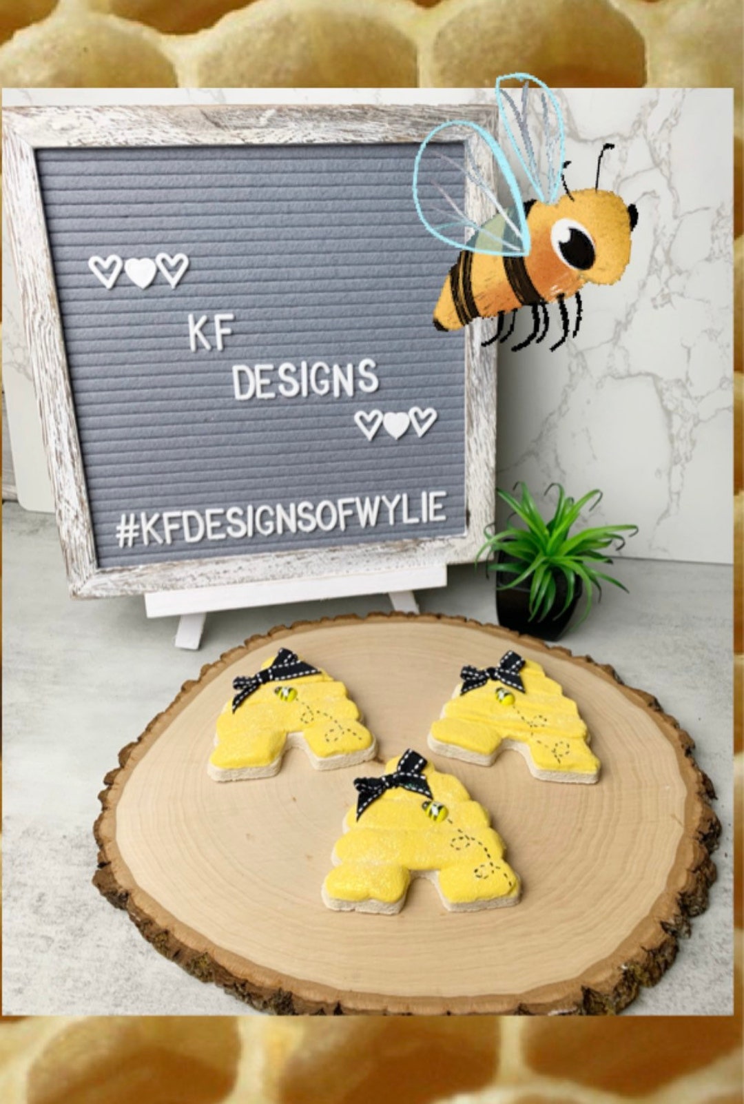 Fake Bee Cookie, Fake Honeycomb Cookie, Bee Decor for Photo Props - Etsy