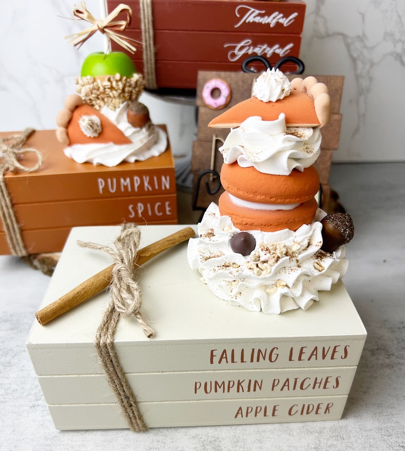 Pumpkin Spice Latte Mini Book Stack, Coffee Bar Decor, Fall Tiered Tray ...