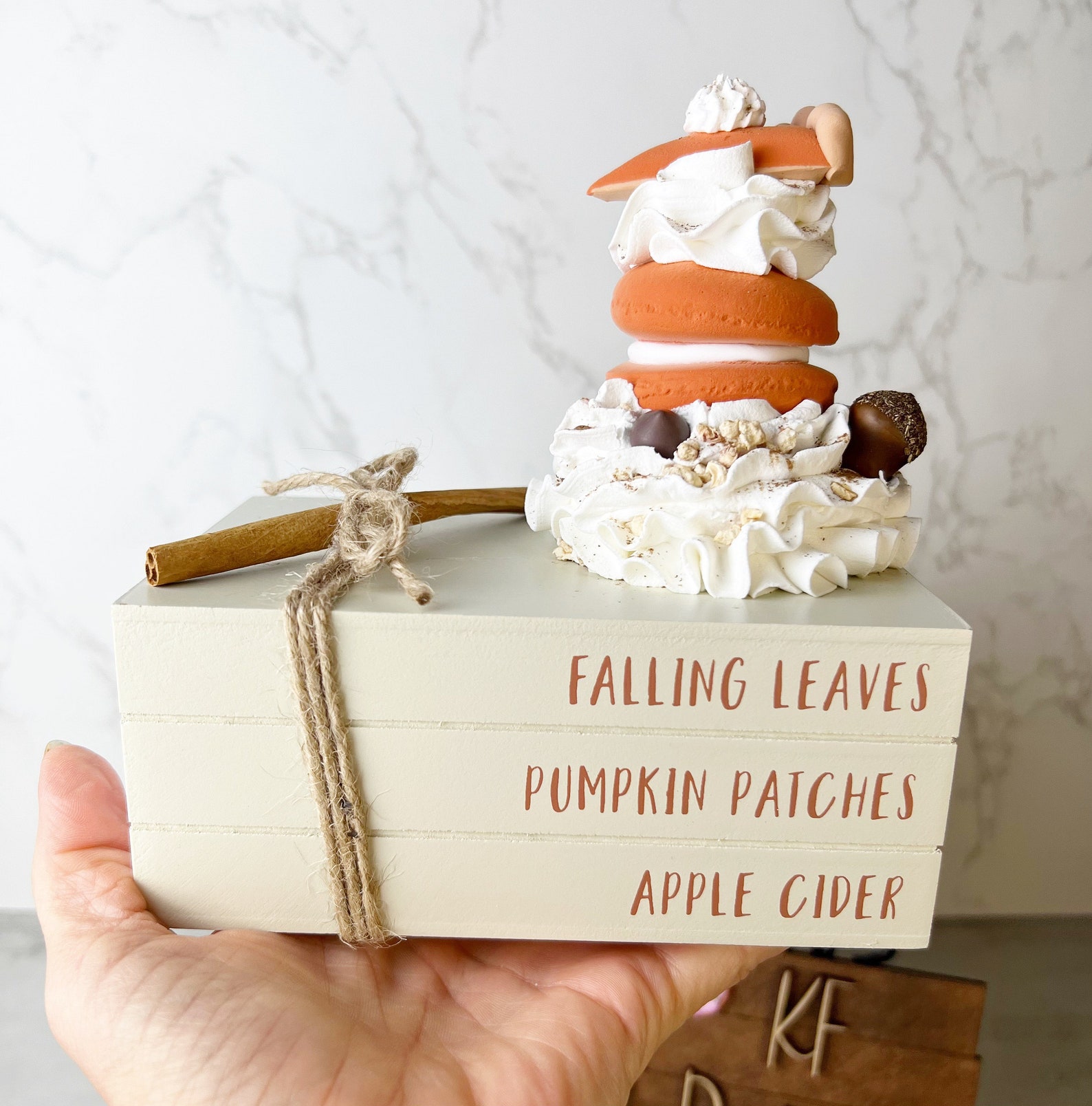 Pumpkin Spice Latte Mini Book Stack, Coffee Bar Decor, Fall Tiered Tray ...