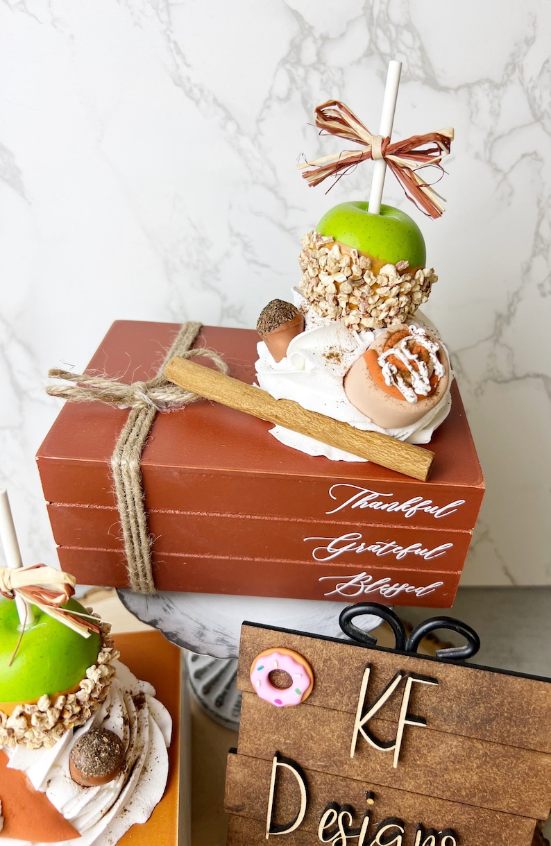 Pumpkin Spice Latte Mini Book Stack, Coffee Bar Decor, Fall Tiered Tray ...