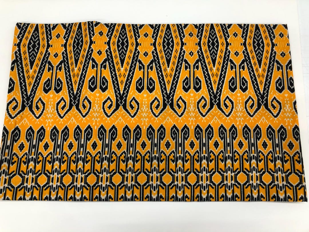 Sarawak Sarong Batik, Borneo Batik Fabric, Yellow and Black Malaysian ...