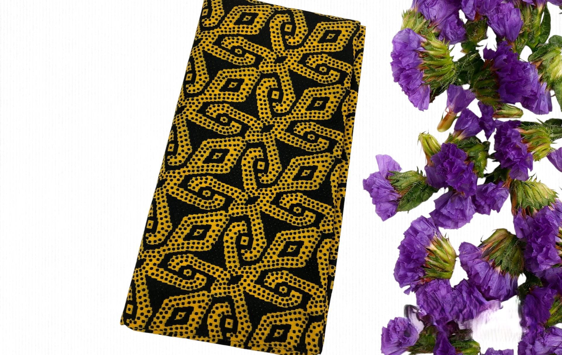 Sarawak Dayak Design Sarong, Borneo Batik Fabric in Mustard Yellow and ...