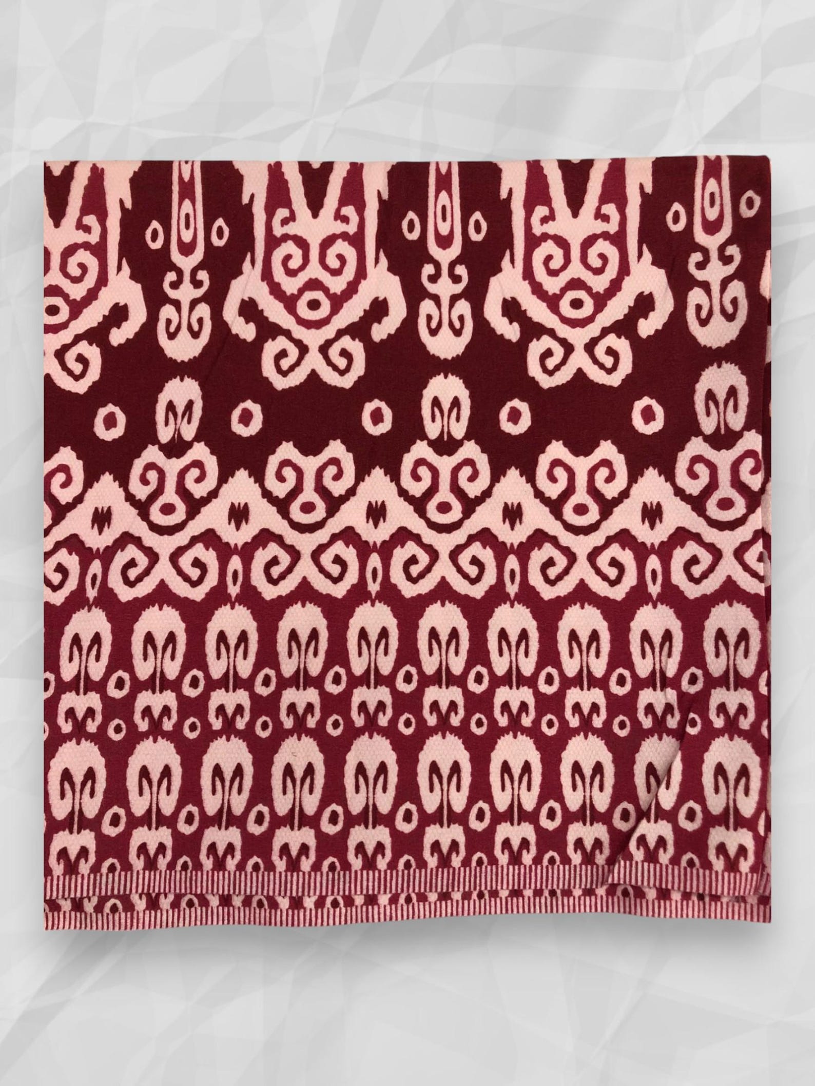 Batik Sarong in Crimson Maroon Color, Sarawak Borneo Batik Fabric, Iban ...