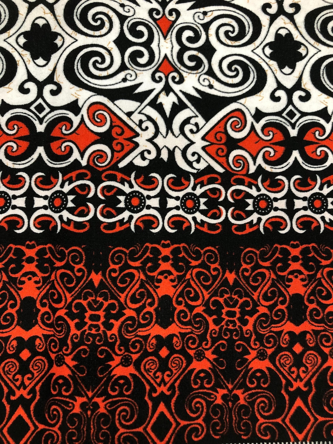 Cotton Batik Sarong With Dayak Iban Motif Design, Sarawak Red and Black ...