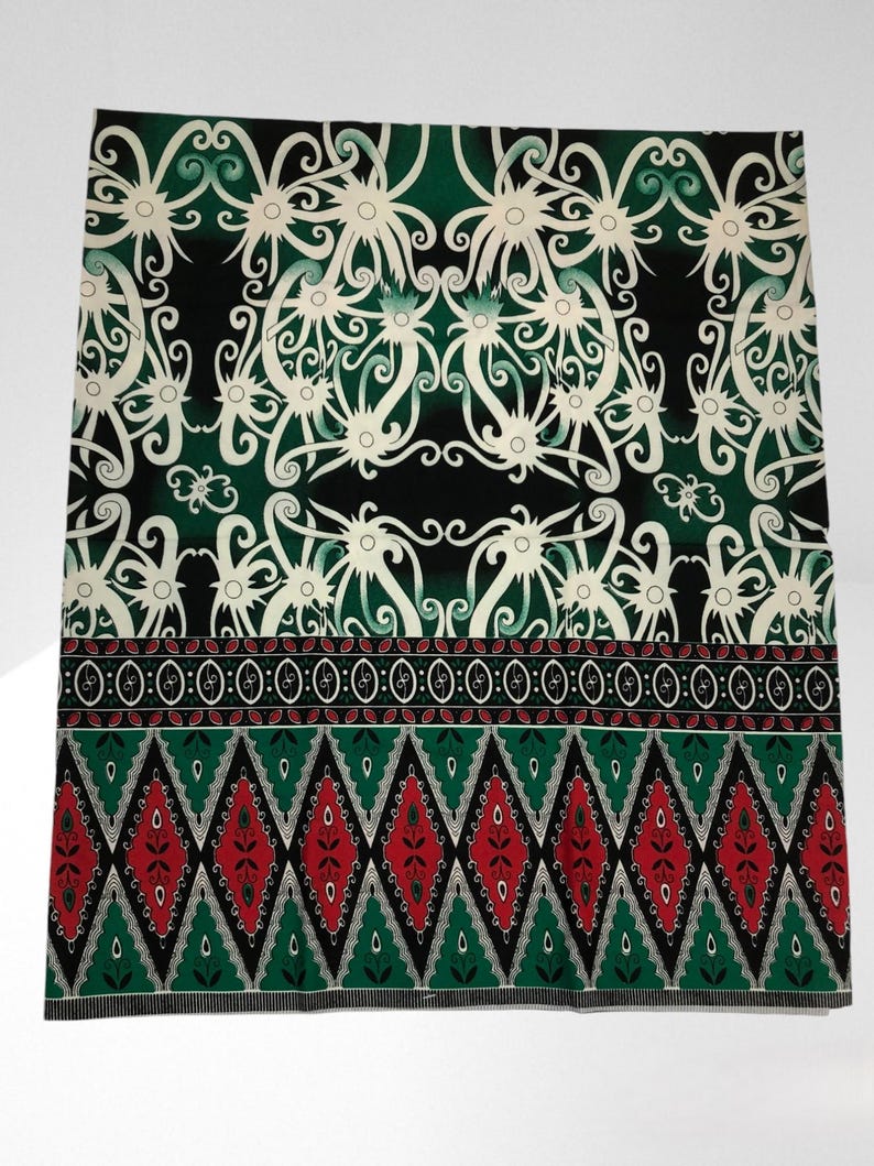 Green Red Ornamental Batik, Sarawak Dayak Iban Sarong With Floral ...