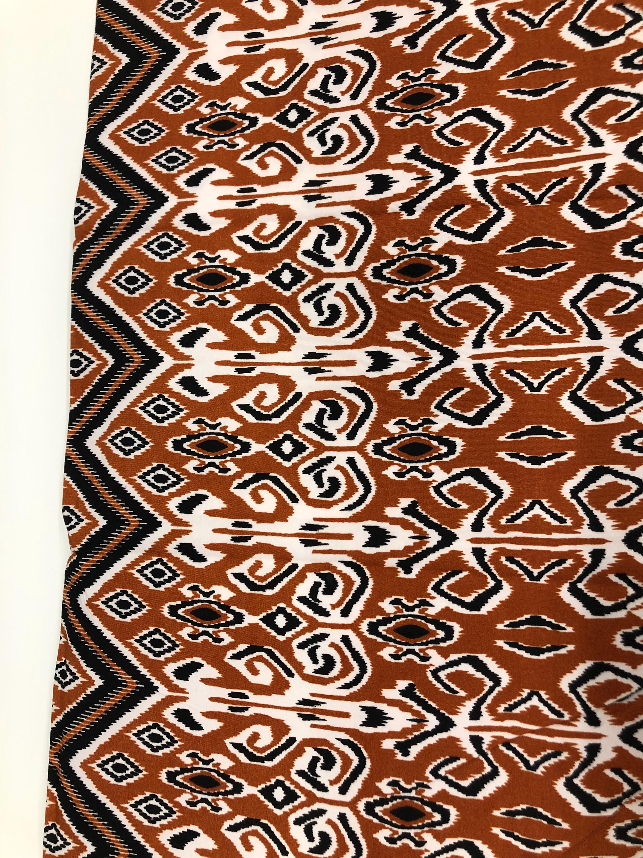Sarawak Dayak Design Batik, Borneo Sarong Fabric in Rust Brown, Iban ...
