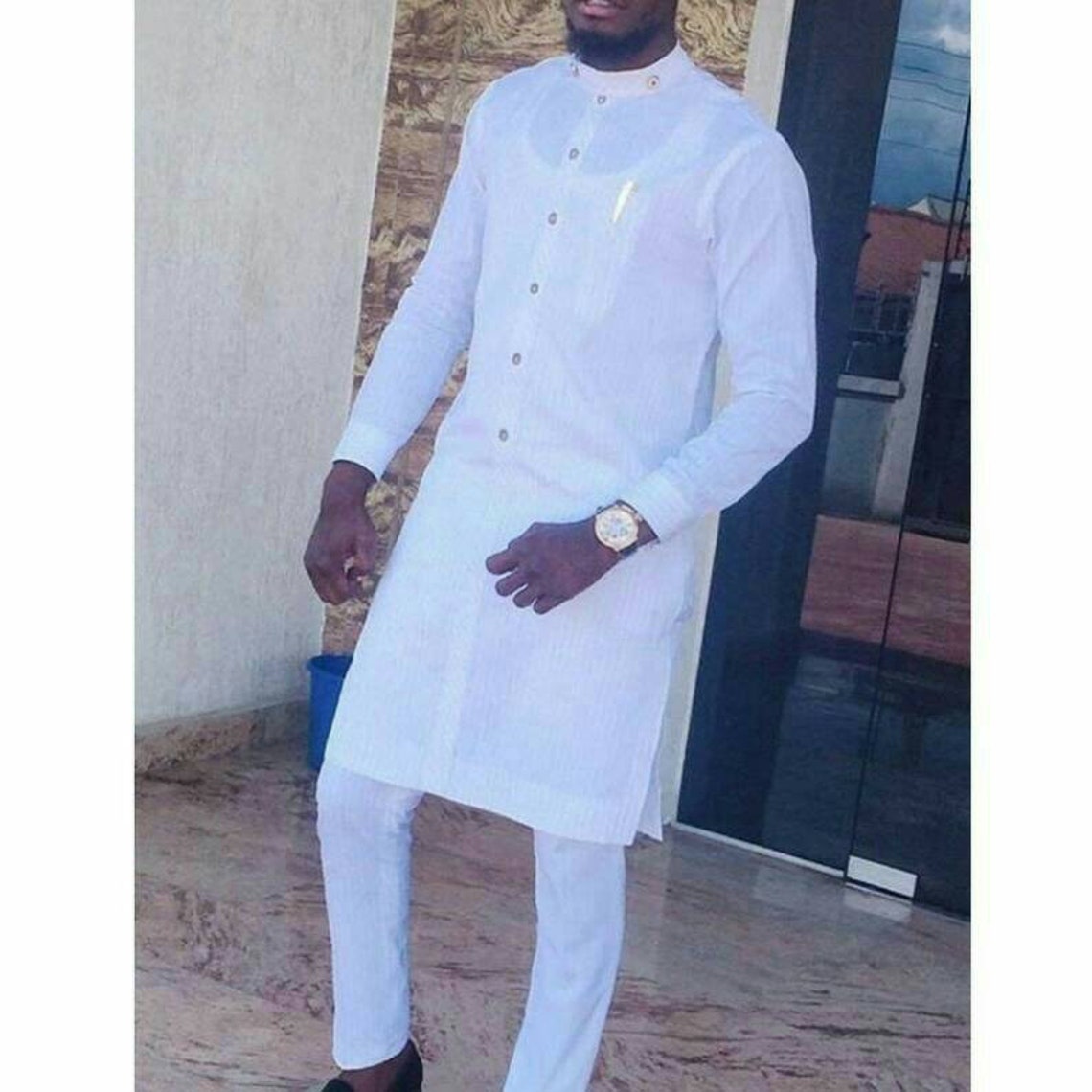 White Kaftan Men Style African Fashionafrican Style For Men Etsy
