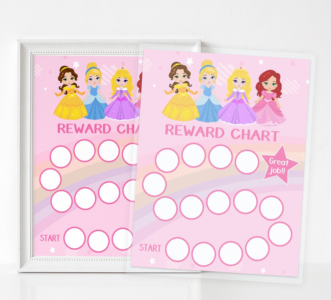 Reward Chart Printable Disney Princess Toddler Girl Chart | Etsy