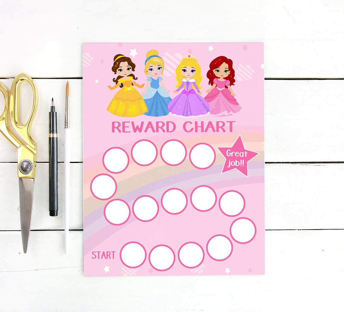 Reward Chart Printable Disney Princess Toddler Girl Chart | Etsy