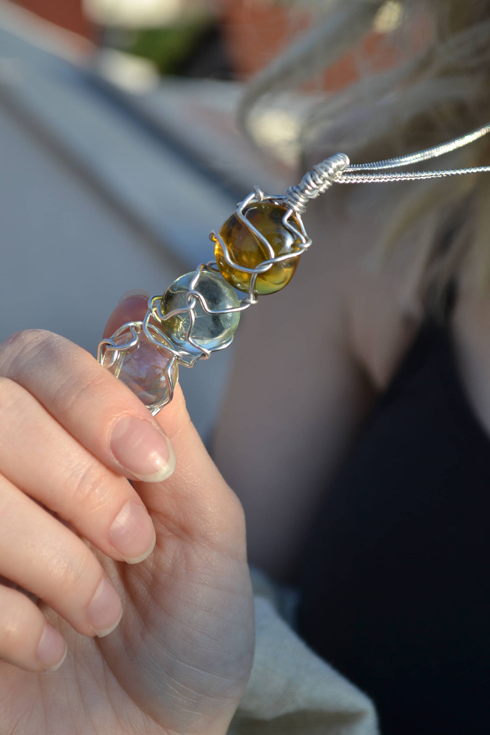 Frozen and Elsa Inspired Blue Transparent Wire Wrapped Glass Pendant on ...