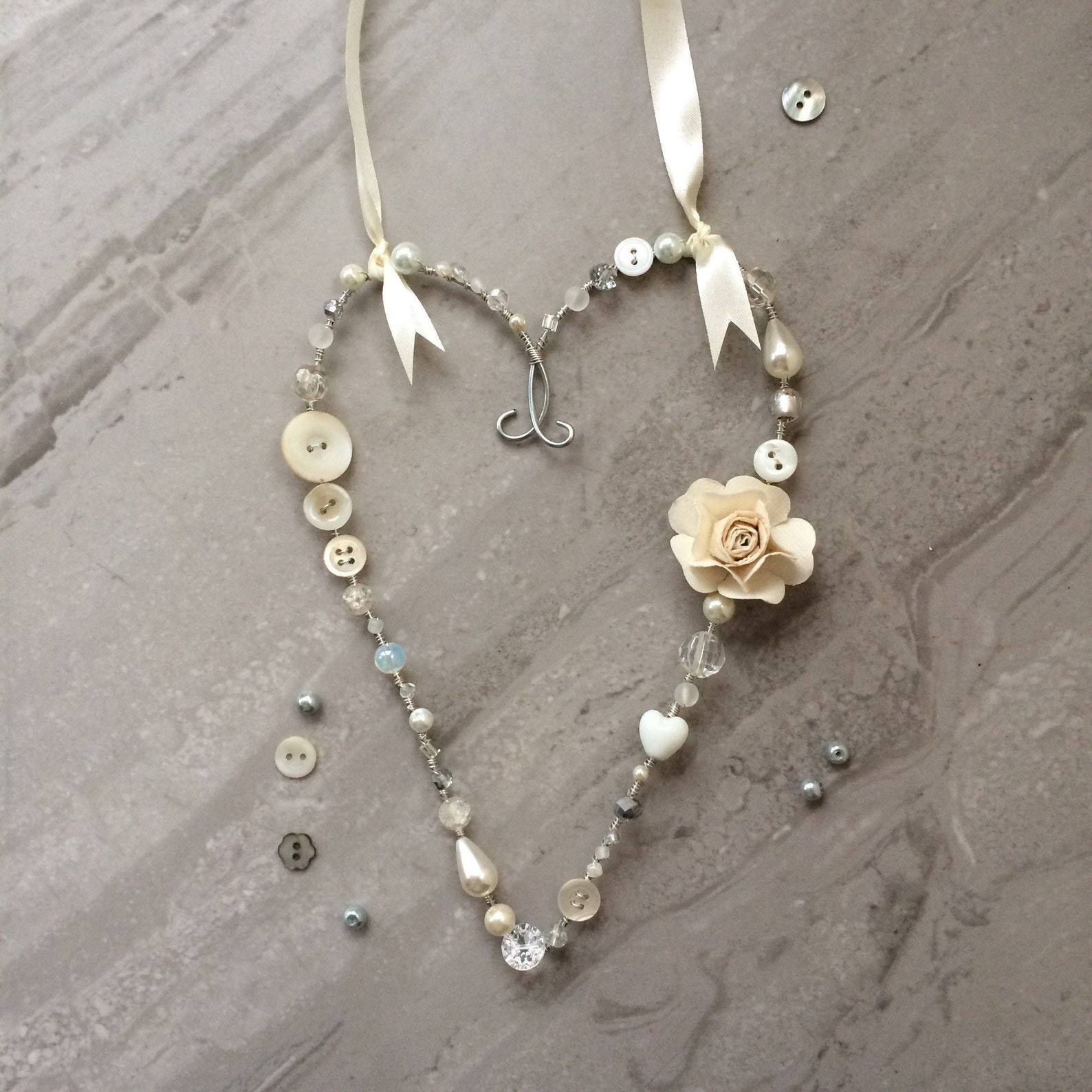 Heart Wreath - Antique Vintage Button Heart to Hang in Your Home - Home ...