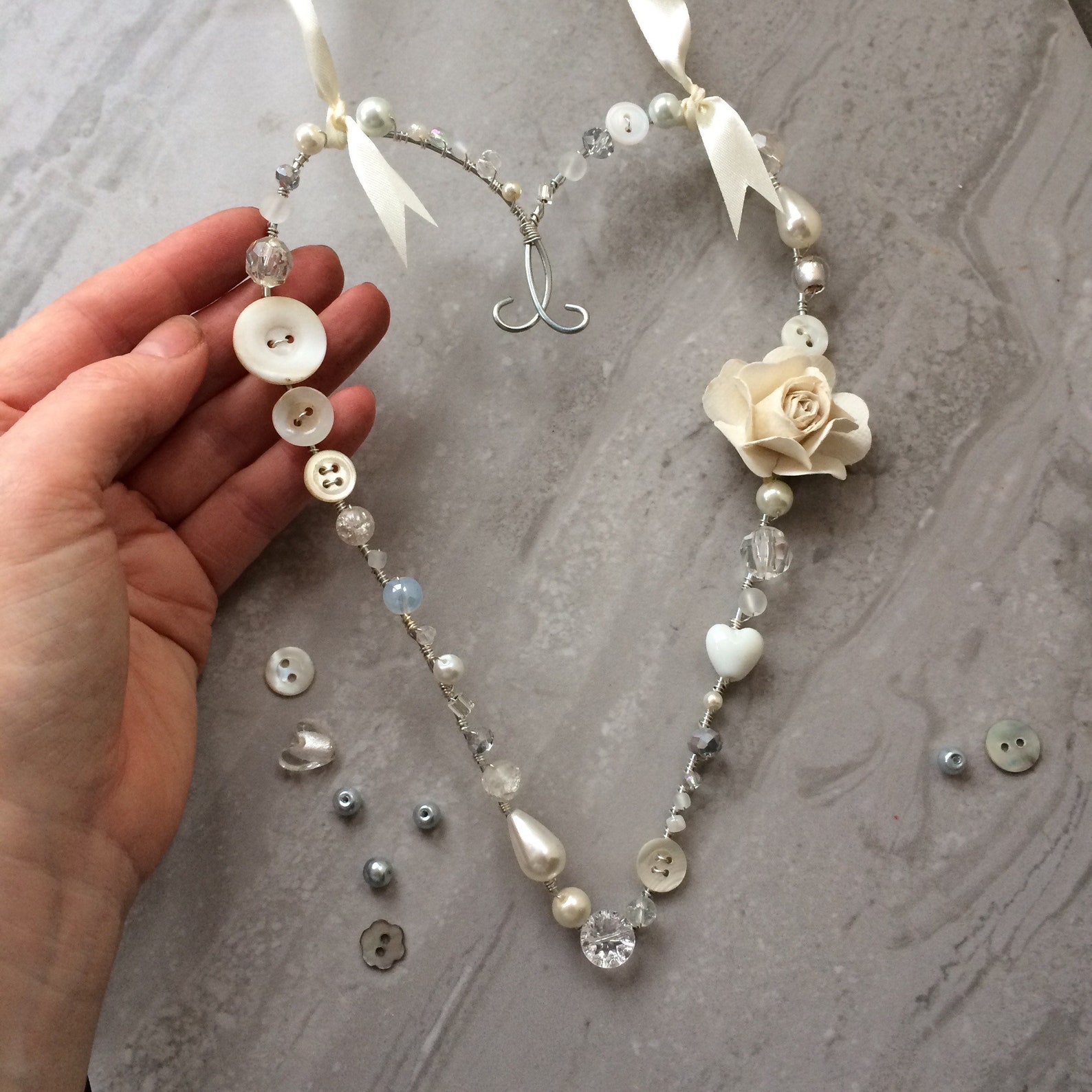 Heart Wreath - Antique Vintage Button Heart to Hang in Your Home - Home ...