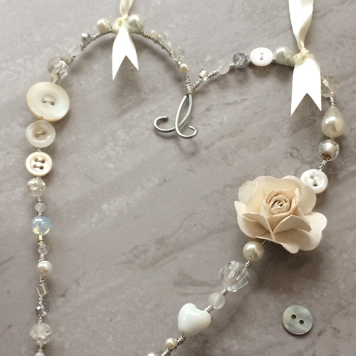 Heart Wreath Antique Vintage Button Heart to Hang in Your | Etsy