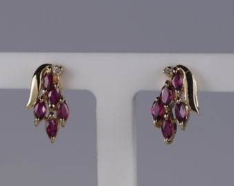 Vintage Ruby and Diamond Gold Earrings. Pre owned 9ct Ruby and Diamond Earrings. Real Ruby Earrings. Real Diamond. Etsy