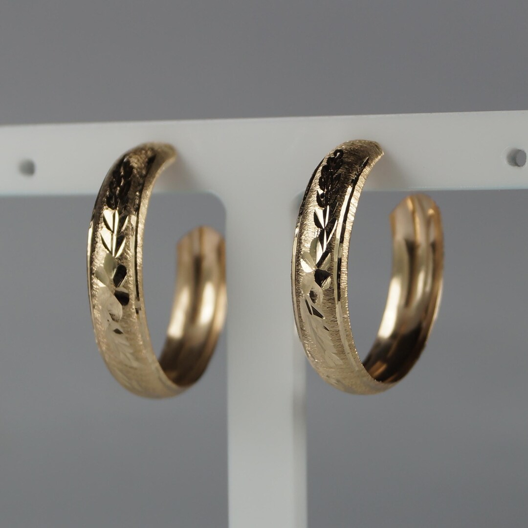 Vintage Gold Half Hoop Earrings. Pre-owned Chunky 9ct Gold Half Hoops ...