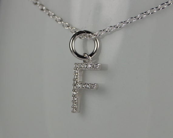 Initial F Silver Letter Pendant Necklace Cubic Zirconia and Silver Initial F Necklace Silver Letter F Necklace Initial Letter F Etsy Canada