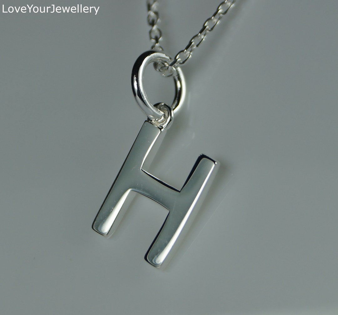 Sterling Silver Initial H Pendant Necklace, Personalized Jewelry - Etsy UK