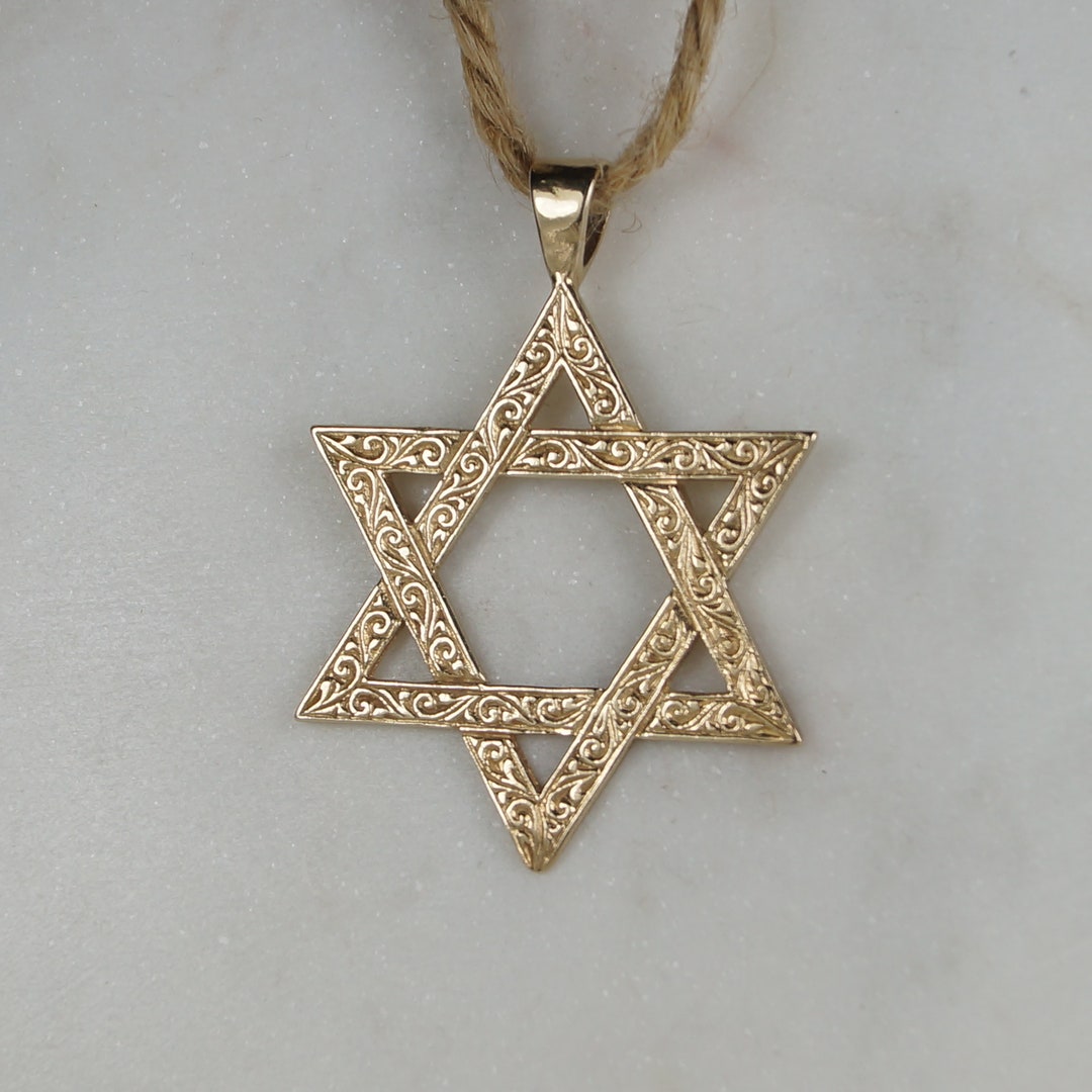 Large Vintage 9ct Gold Star of David Pendant, 46mm 9ct Gold Hexagram ...