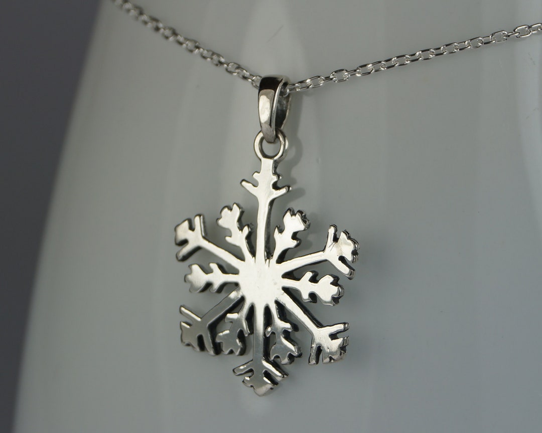 Sterling Silver Christmas Snowflake Necklace, Silver Snowflake Pendant ...