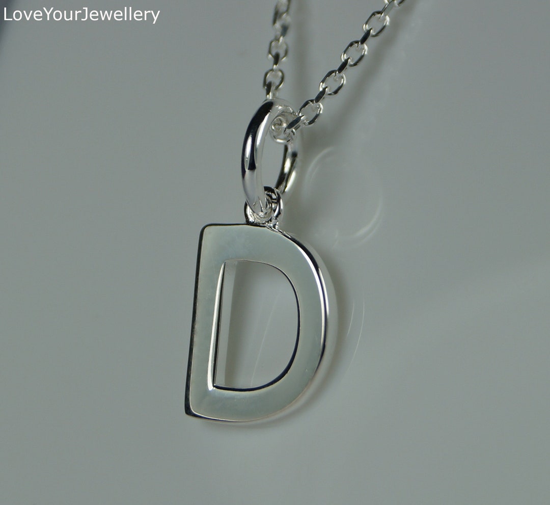Sterling Silver Initial D Pendant Necklace, Belcher Chain - Etsy