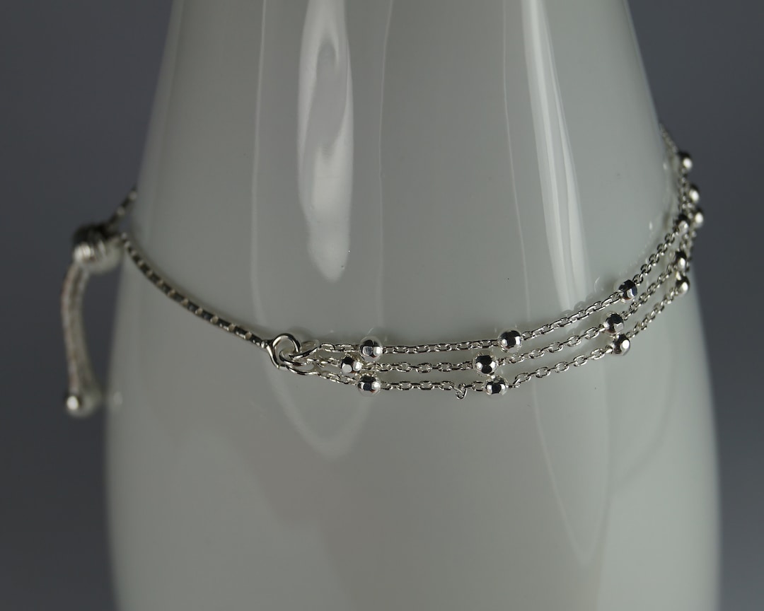 Silver Slider Bracelet, Adjustable Silver Bracelet, Sterling Silver ...