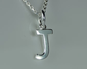 Silver Letter J Initial Necklace Cursive Bridesmaid Pendant - Etsy