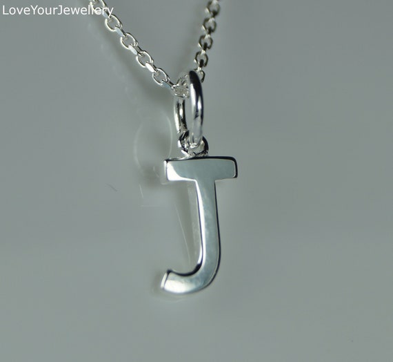 Initial J Sterling Silver Pendant Necklace Silver Initial J - Etsy