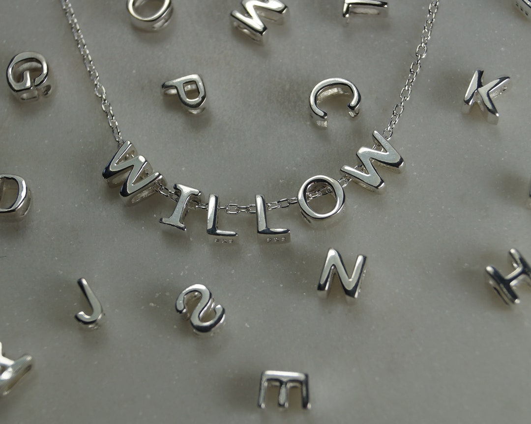 Tiny Sterling Silver Initial Letter Pendants, Small Initial Letter ...